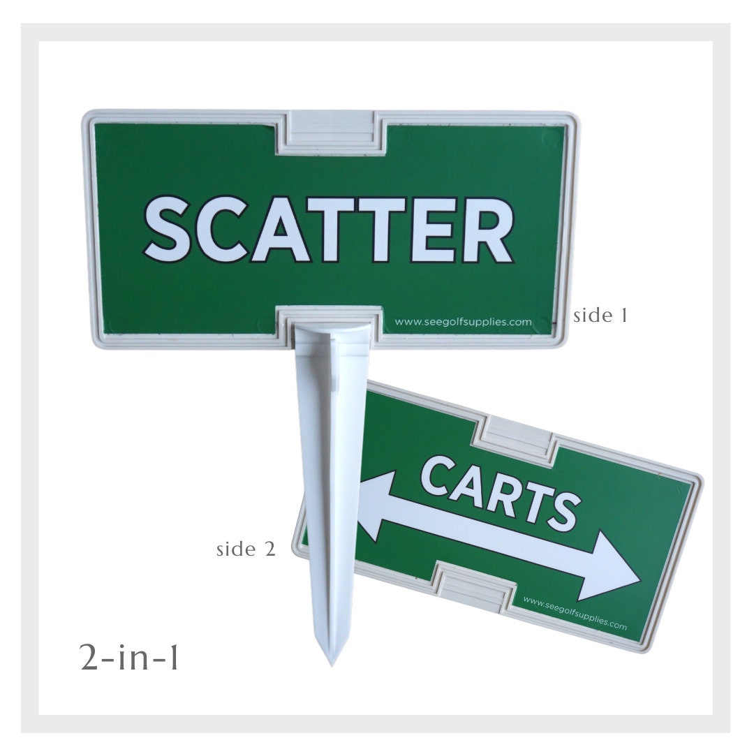 Golf Sign | Cart Sign Scatter & Double Arrow Cart Directional | 2 Sided ...
