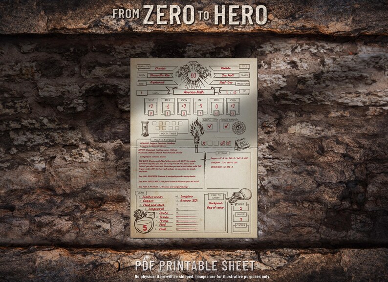 Printable Shadowdark RPG Character Sheet, A4 Sixe, OSR, Old School ...