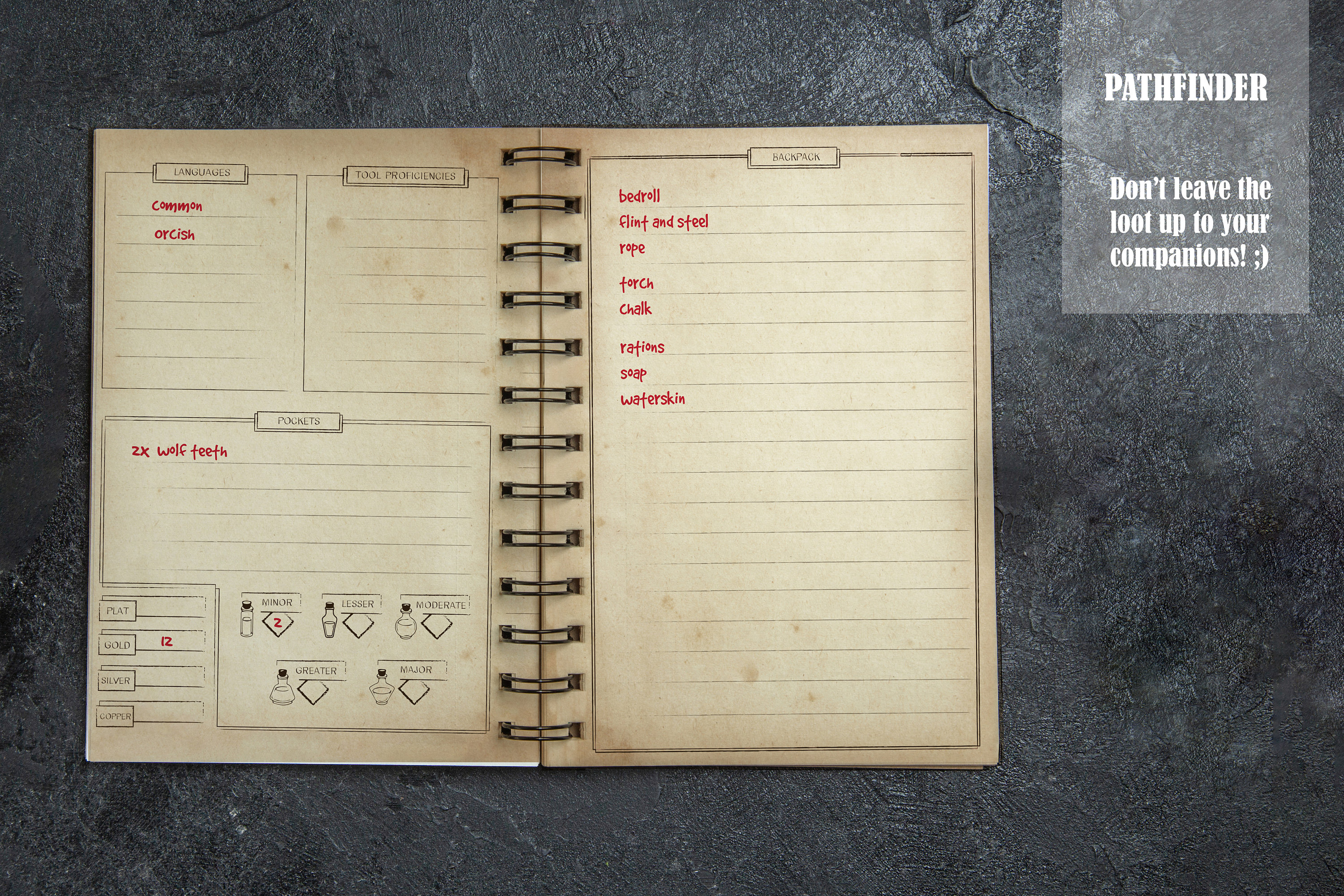 Printable Pathfinder Journal Pathfinder Character Sheet With - Etsy ...