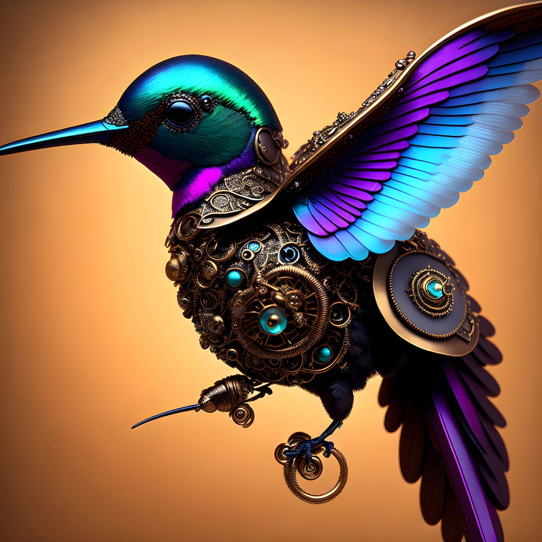 Steampunk Decor for Bedroom Hummingbird Art Digital Download - Etsy