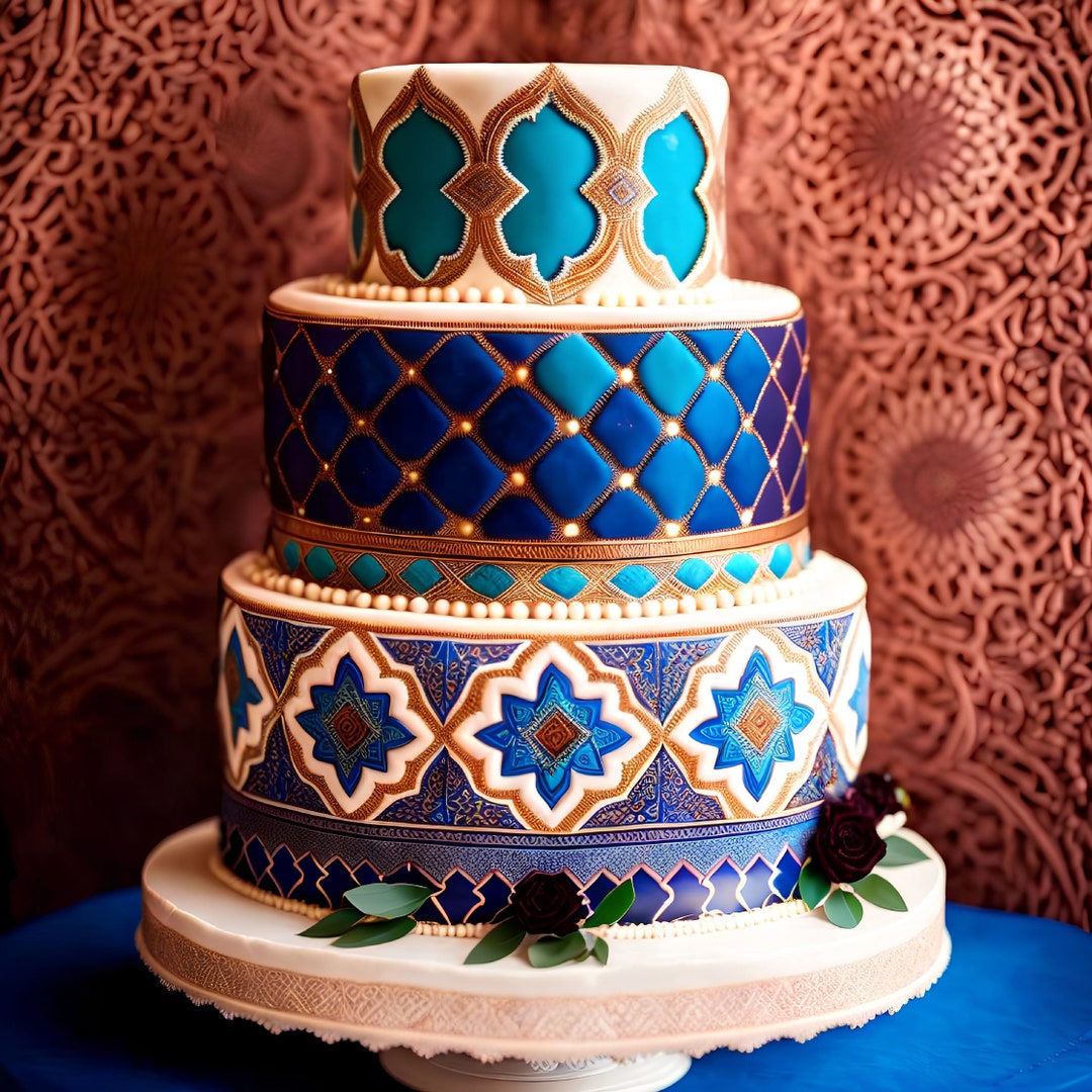 Bakery Decor for Kitchen Moroccan Tile Wedding Cake Digital Download ...