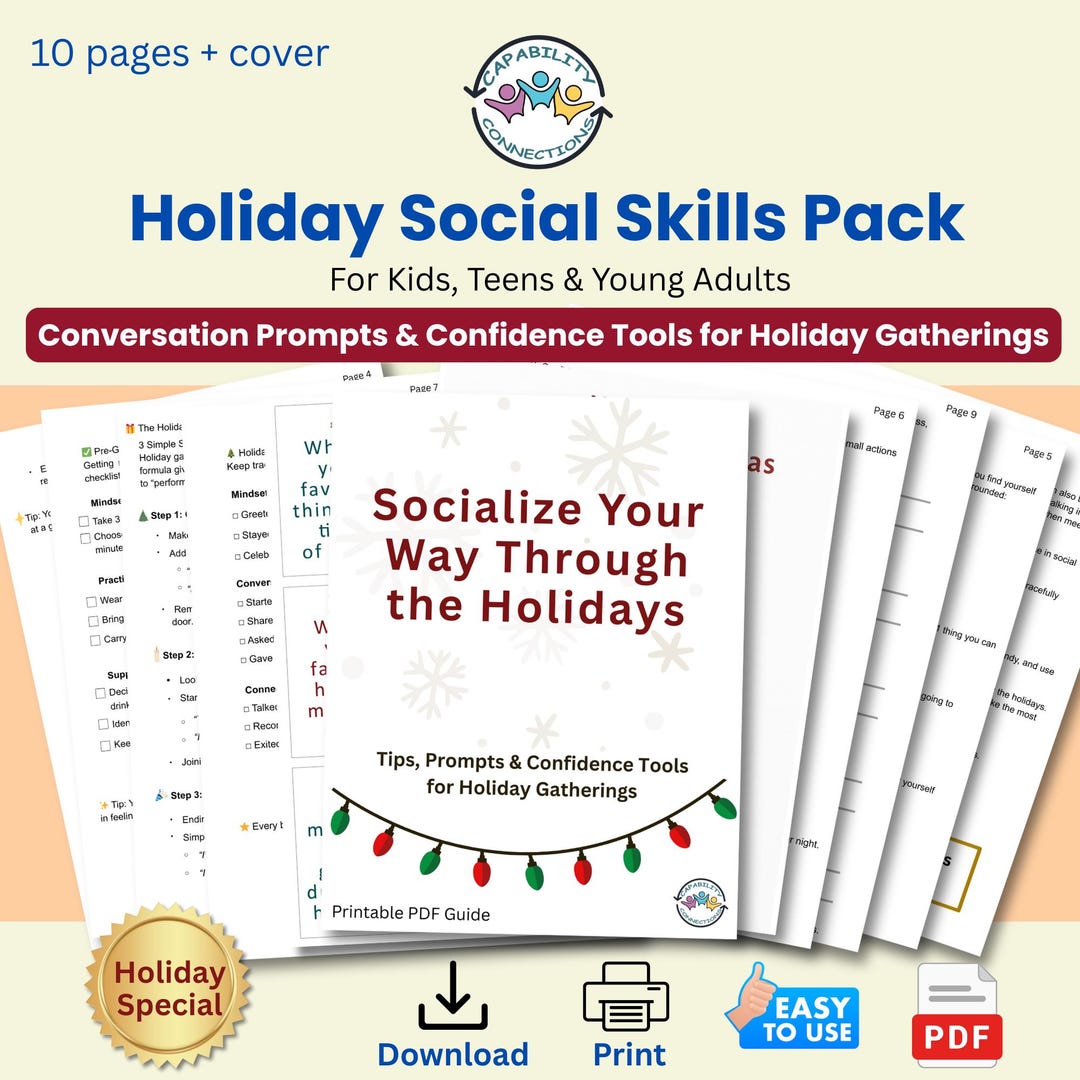 Holiday Social Skills Activity Kit: Confidence Building Conversation ...