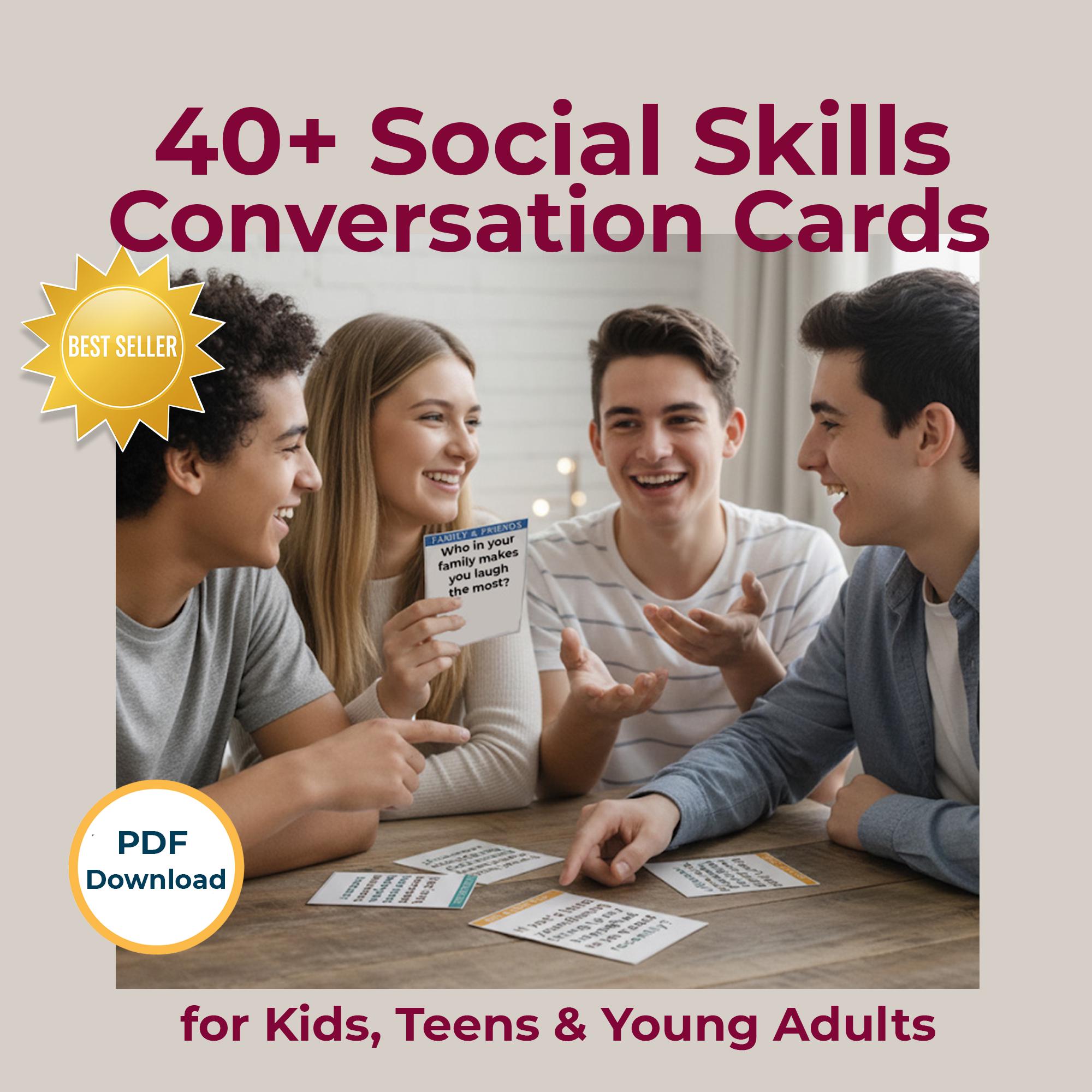 Teen Conversation Cards and Social Skills Prompts | Therapy Icebreaker ...