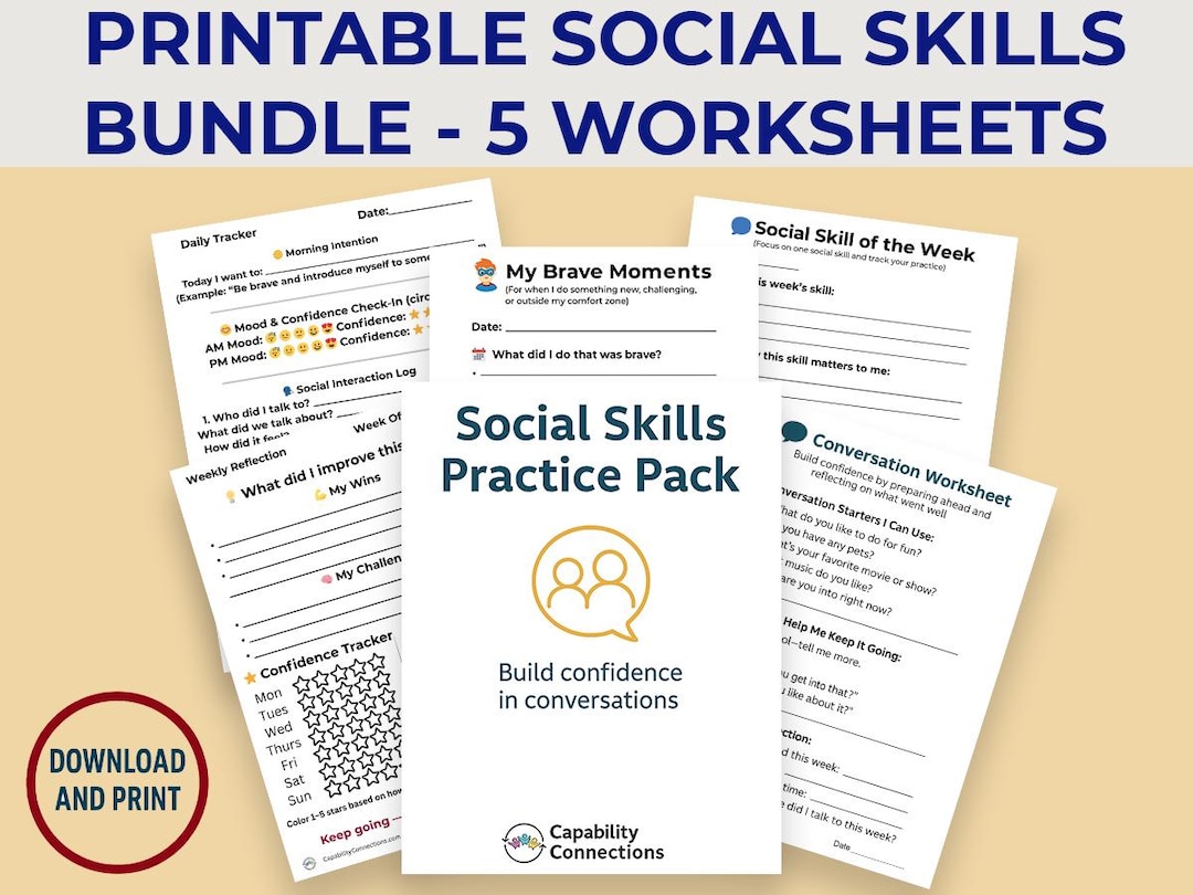 Social Skills Worksheets Bundle | 5 SEL Activities for Teens & Young ...