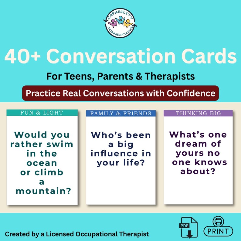 Social Skills Conversation Cards – 40+ Printable Prompts | SEL ...