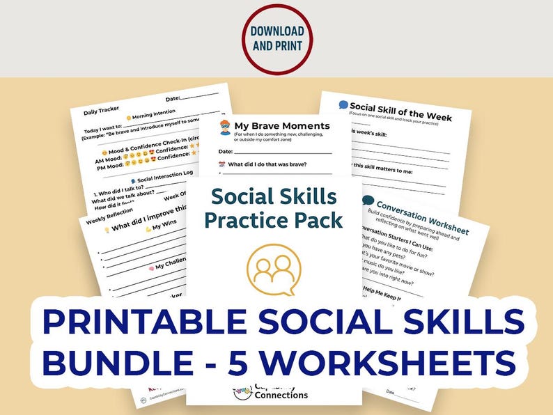 Social Skills Worksheets Bundle | 5 SEL Activities for Teens & Young ...