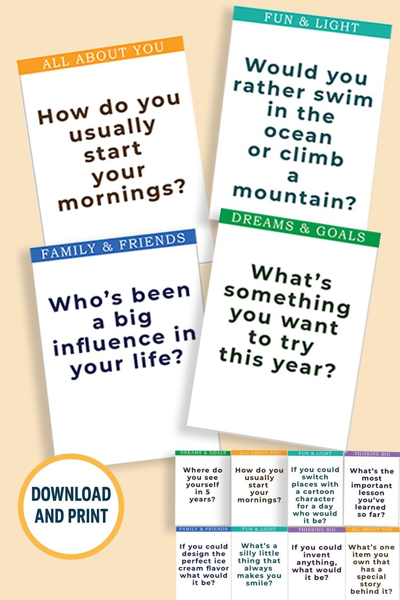 Conversation Cards | 40+ Social Skills Icebreaker Prompts for Kids ...