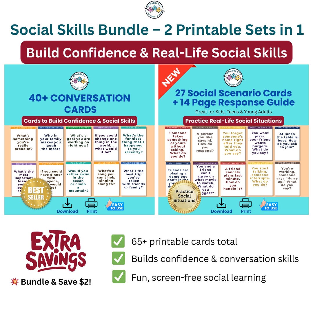 Conversation & Scenario Cards Bundle – Social Skills Flashcards - Etsy