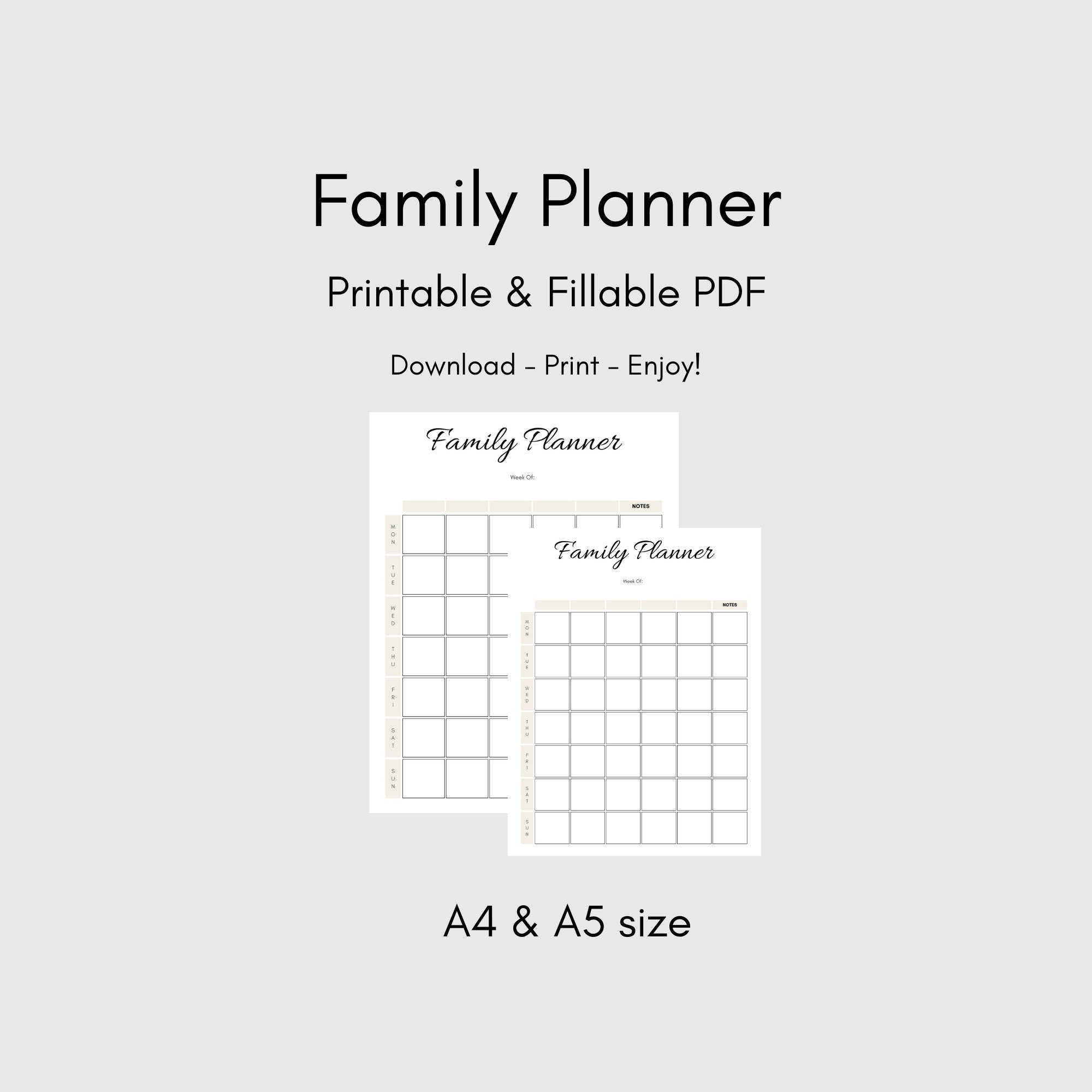 Family Planner, Family Schedule, Family Calendar, Weekly Family Planner ...