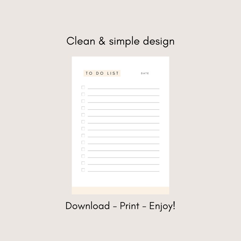 Minimal to Do List Printable, Simple Checklist, Daily Checklist ...
