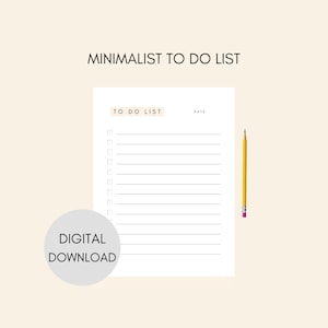 Minimal to Do List Printable, Simple Checklist, Daily Checklist ...