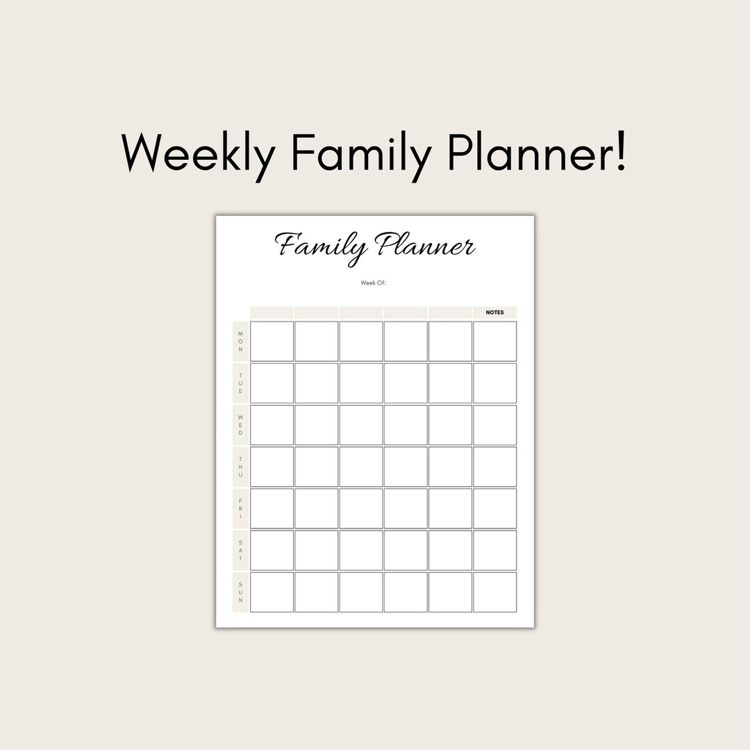 Family Planner, Family Schedule, Family Calendar, Weekly Family Planner ...
