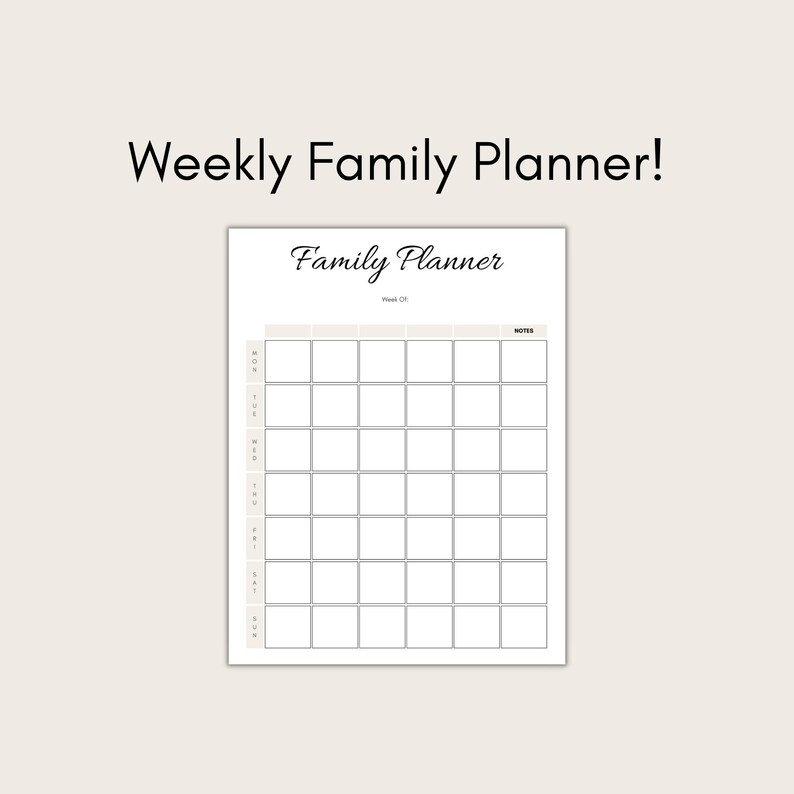 Family Planner, Family Schedule, Family Calendar, Weekly Family Planner ...