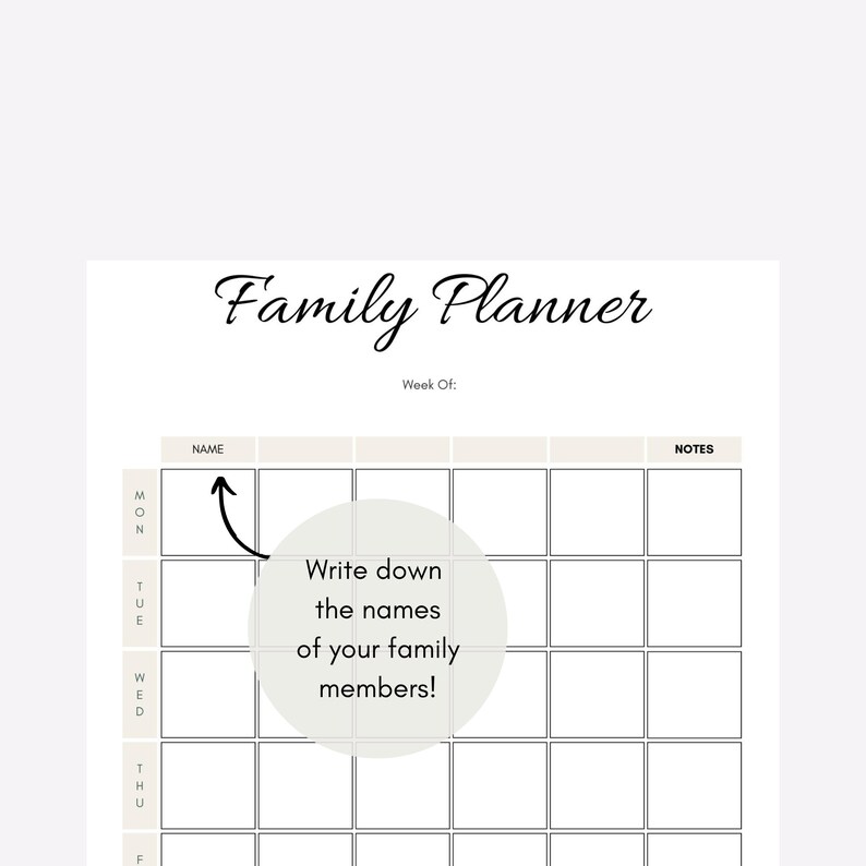 Family Planner, Family Schedule, Family Calendar, Weekly Family Planner ...