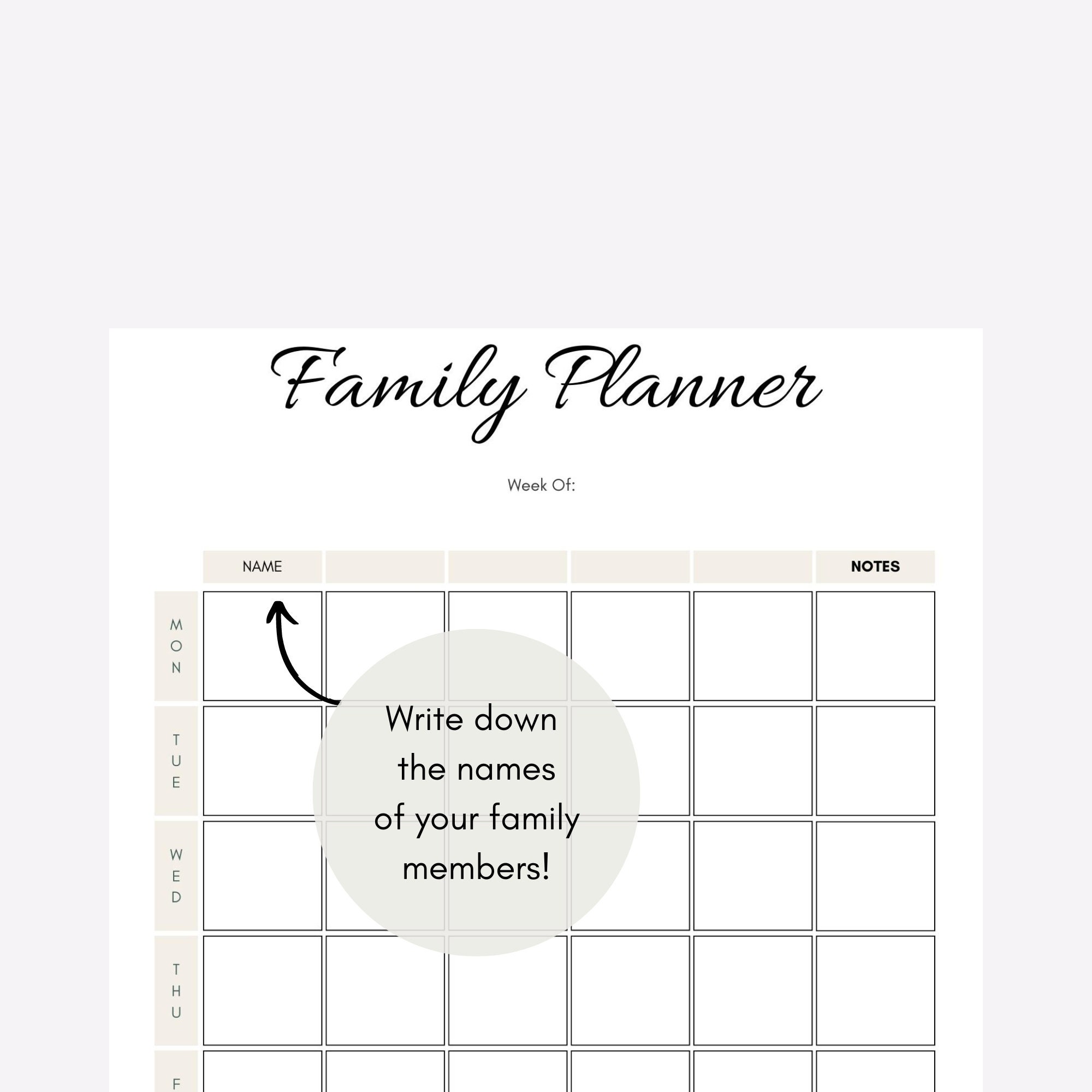 Family Planner, Family Schedule, Family Calendar, Weekly Family Planner ...