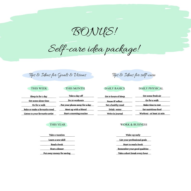 Digital Self Care Checklist, Self-care Planner, Selfcare Journal ...