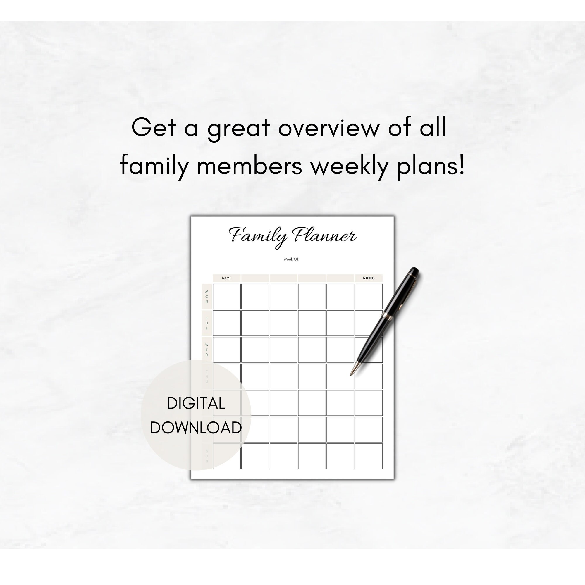 Family Planner, Family Schedule, Family Calendar, Weekly Family Planner ...