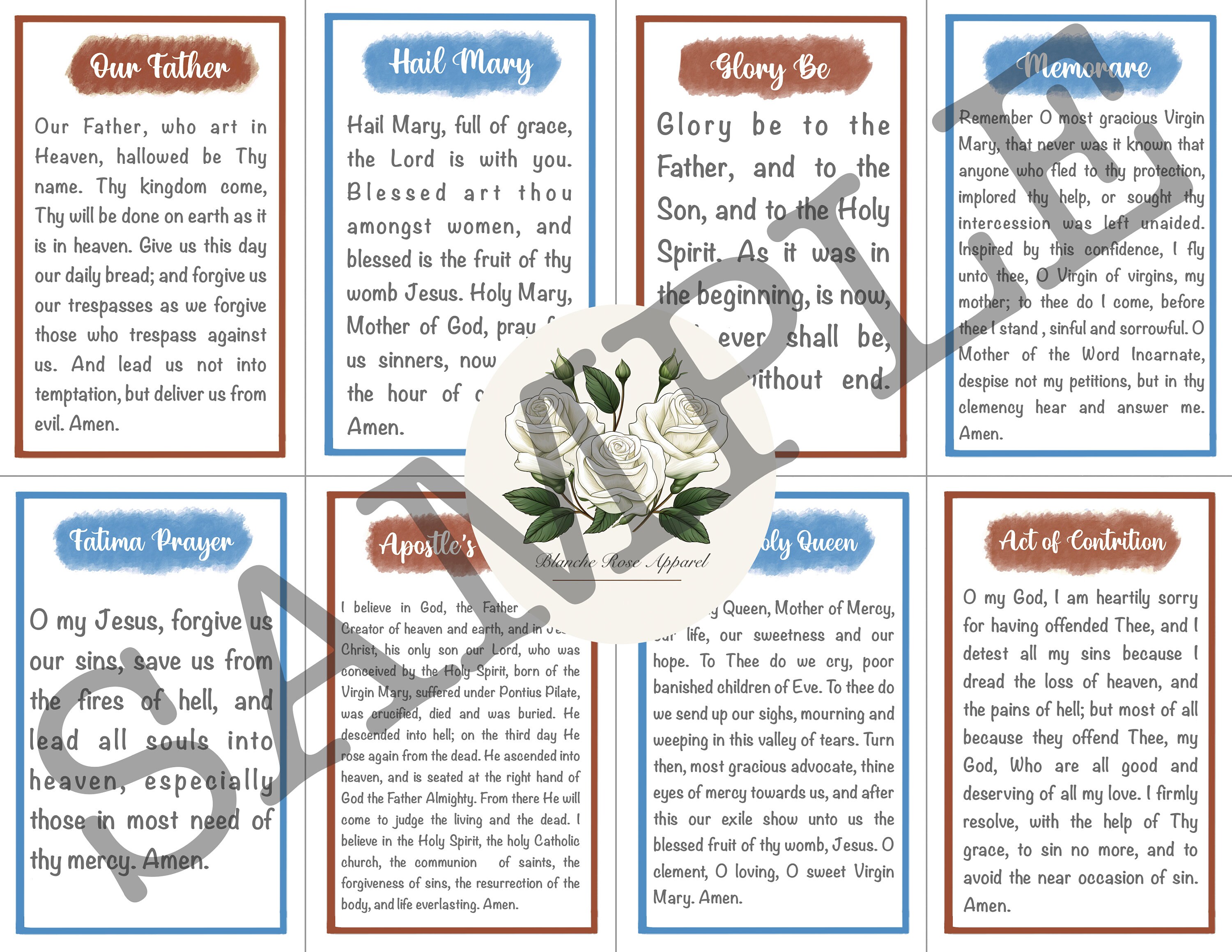 Printable Children's Catholic Prayer Cards - Set of 8 - Etsy