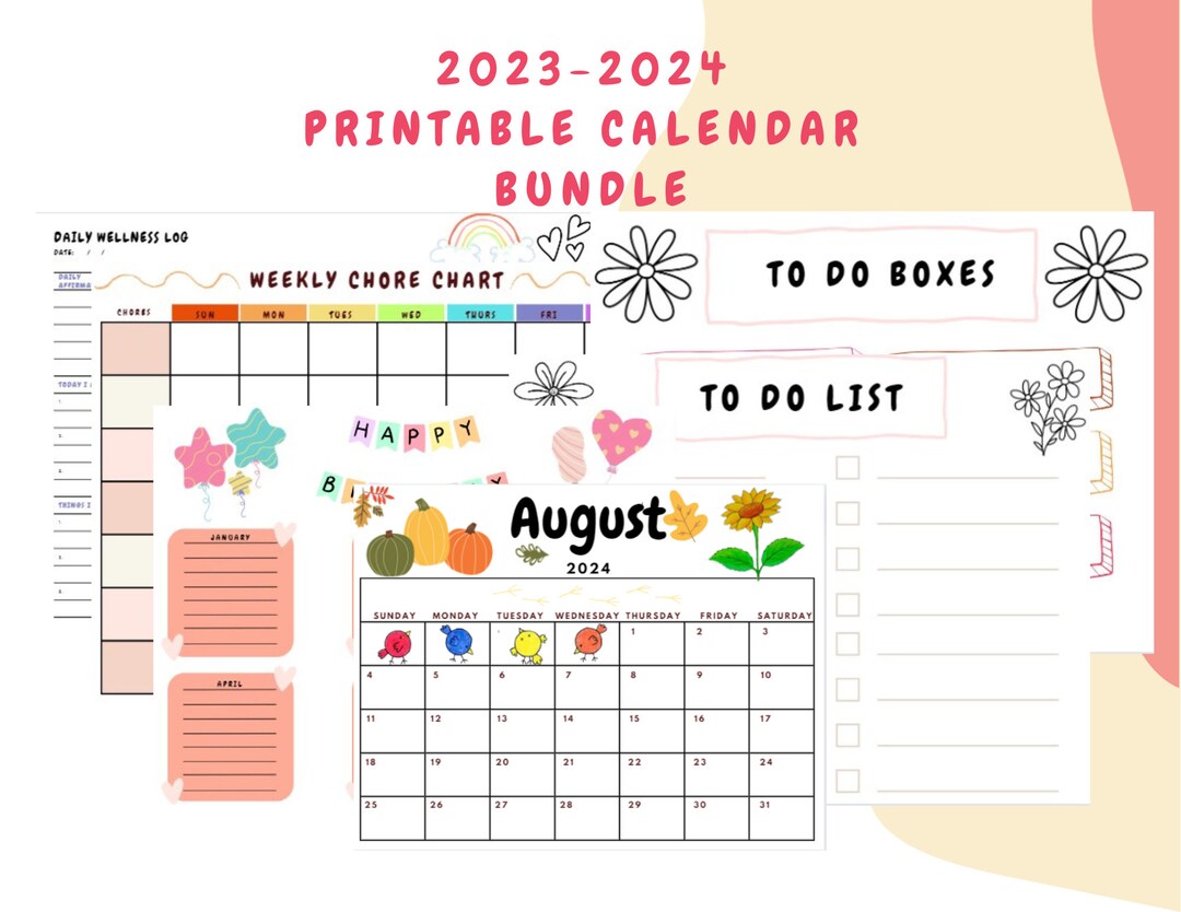 Monthly Planner Printable 2023-2024 Printable Calendars - Etsy