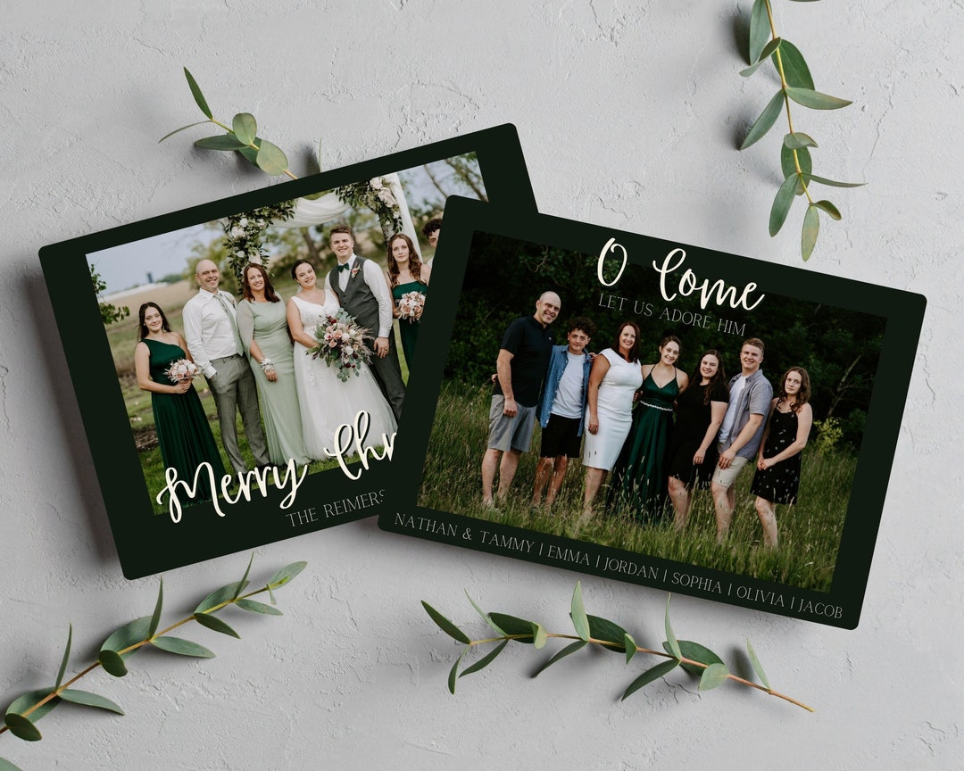 Simplistic Christmas Card, Photo Christmas Cards, Earth Tones, Green ...