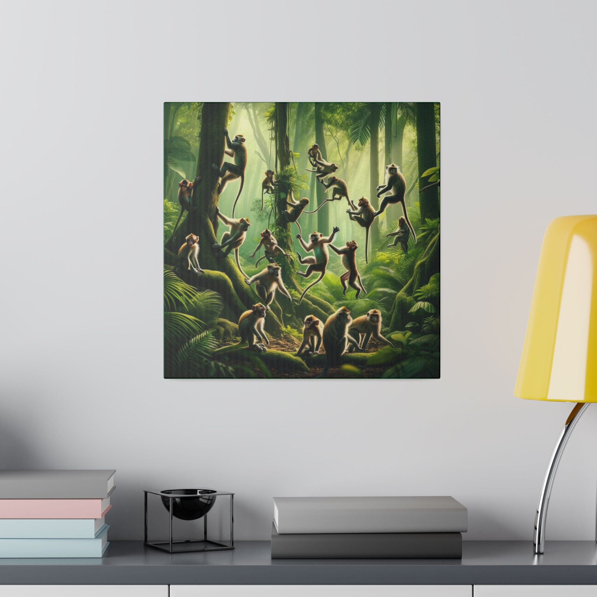 Monkey Canvas Wall Art Print Jungle Mischief Tropical Rainforest Decor ...