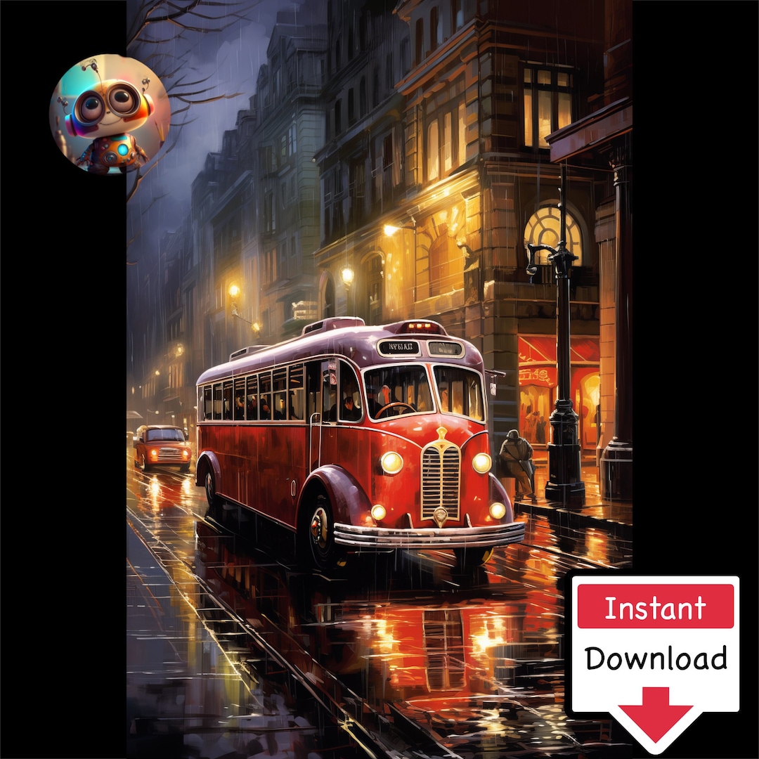 Art Deco Bus #07 : Digital Download for Printing on Canvas or Posters ...