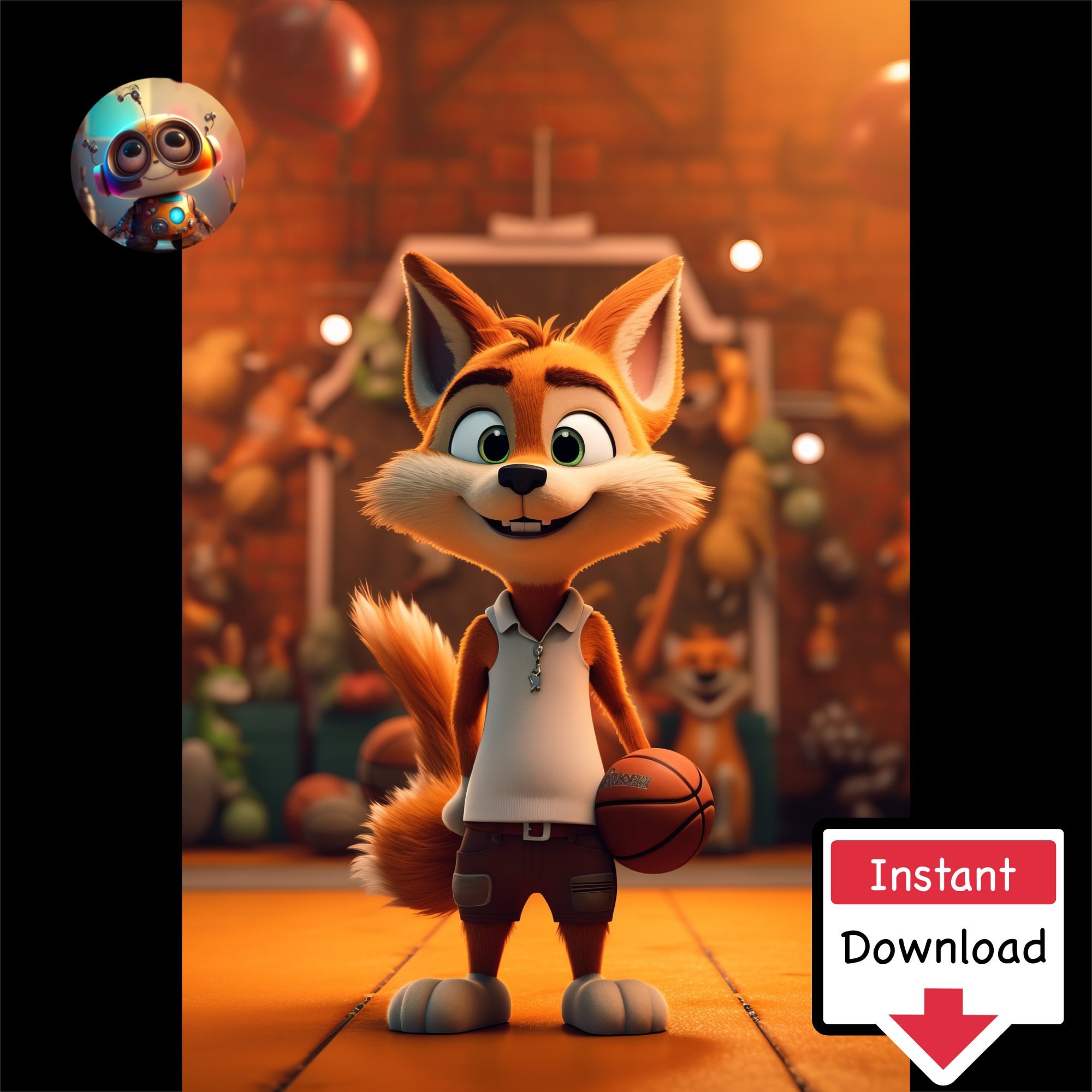 Bouncing With Baxter: Cartoon Printable Digital Artwork for Children's ...