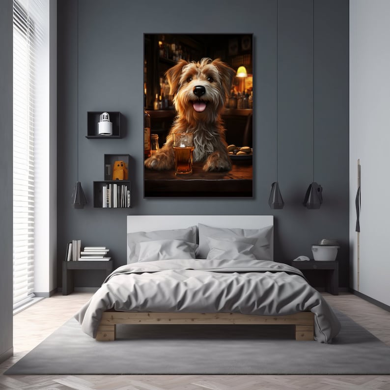 Cartoon Dogs in Pub #09 : Digital Download for Printing on Canvas or ...