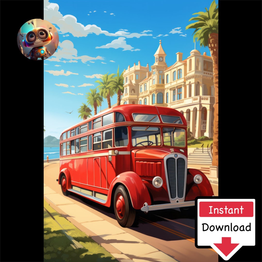 Art Deco Bus #10 : Digital Download for Printing on Canvas or Posters ...