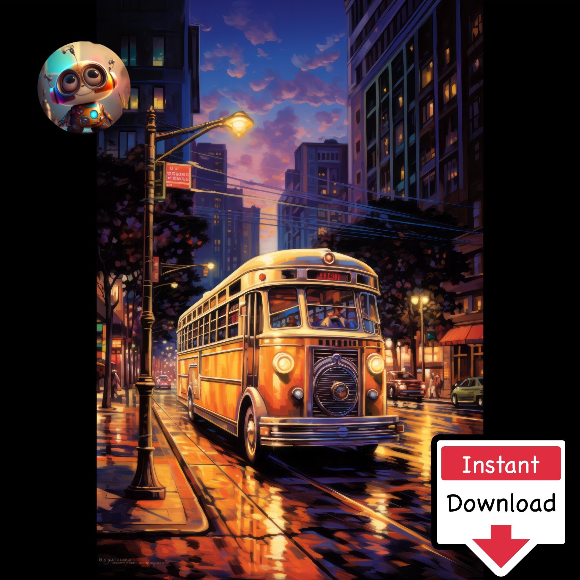 Art Deco Bus 04 : Digital Download for Printing on Canvas or - Etsy