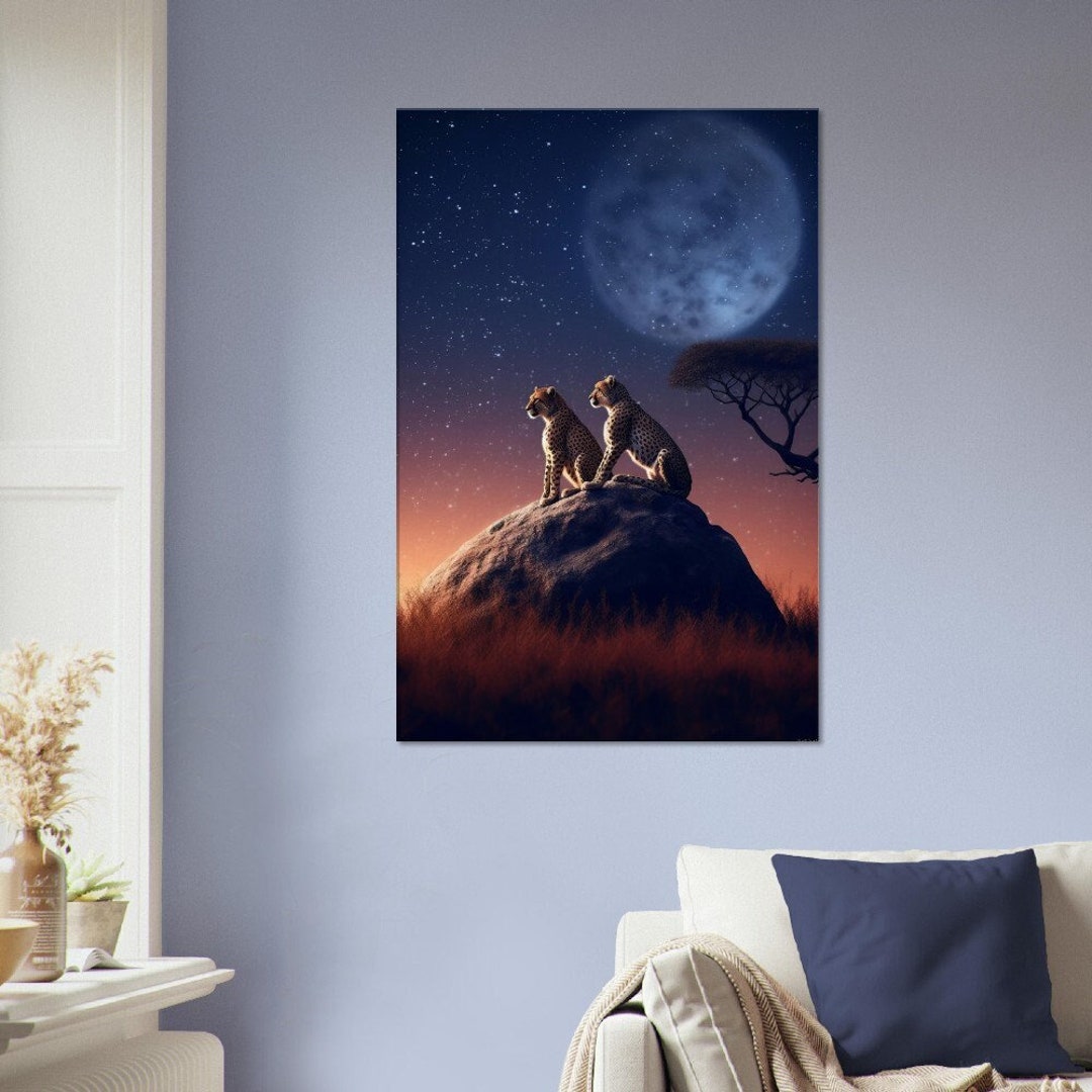 Cheetah Night Time Scene Artwork #01 - Stunning Canvas or Poster Print ...