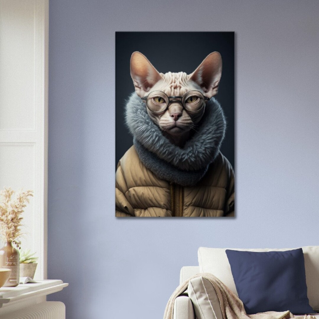 Sphynx Cat "the Intellectual Hairless" Premium Wall Art for Cat Lovers ...