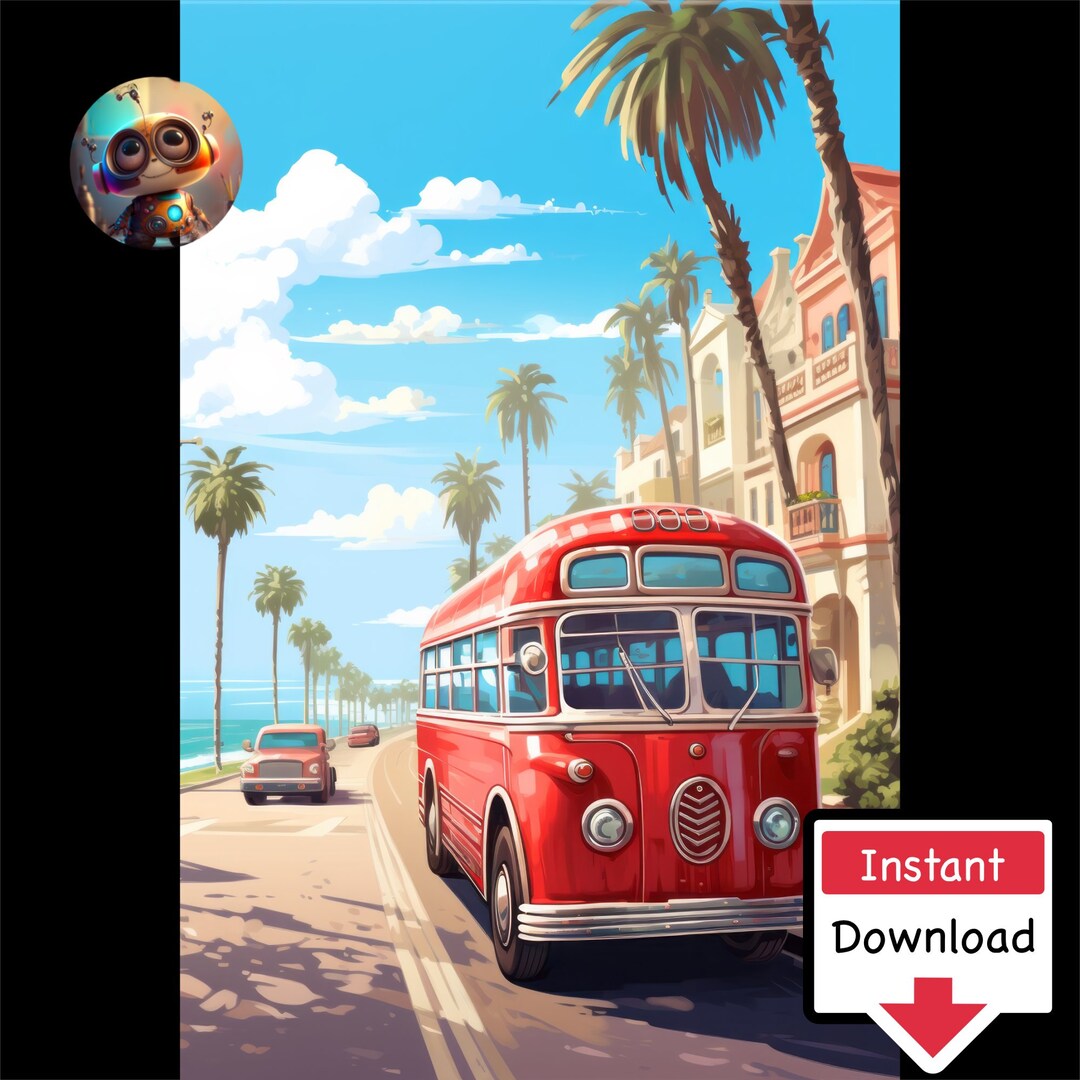 Art Deco Bus #09 : Digital Download for Printing on Canvas or Posters ...