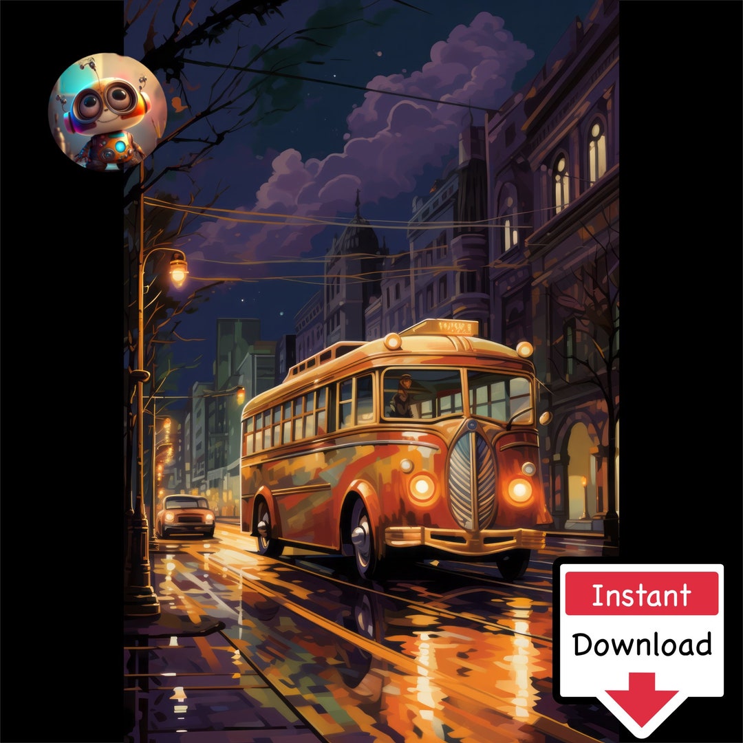 Art Deco Bus #02 : Digital Download for Printing on Canvas or Posters ...