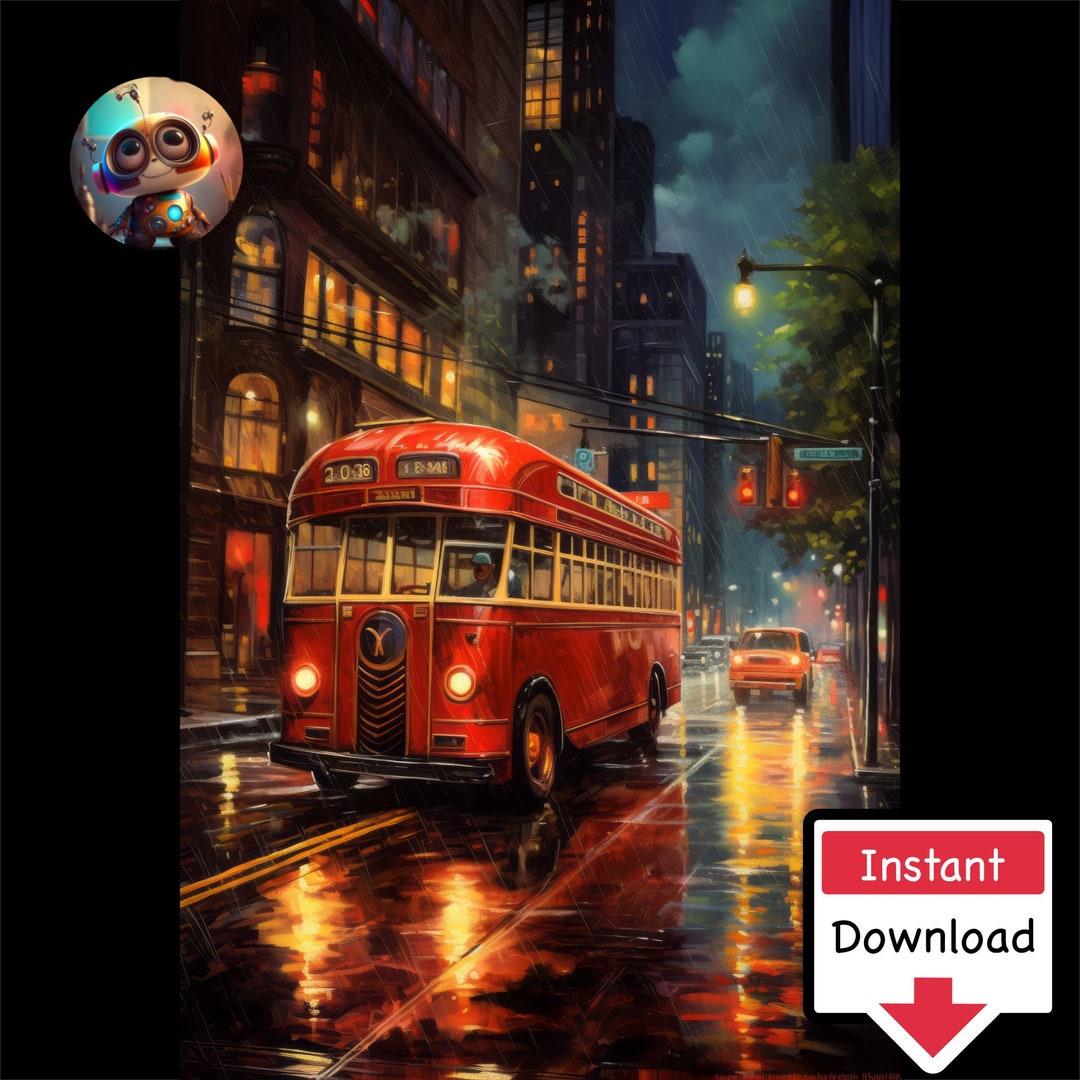 Art Deco Bus #06 : Digital Download for Printing on Canvas or Posters ...
