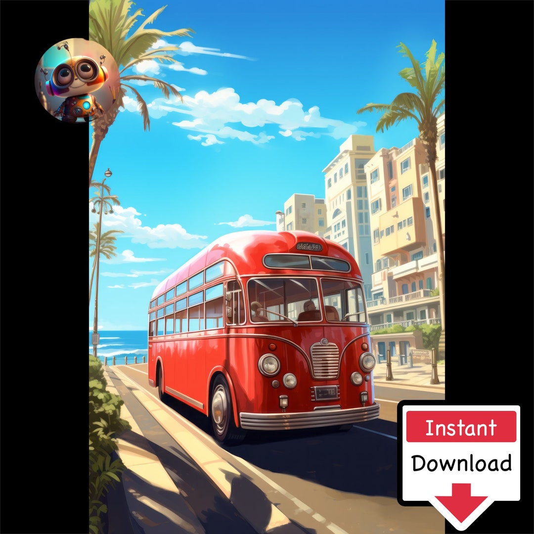 Art Deco Bus #12 : Digital Download for Printing on Canvas or Posters ...