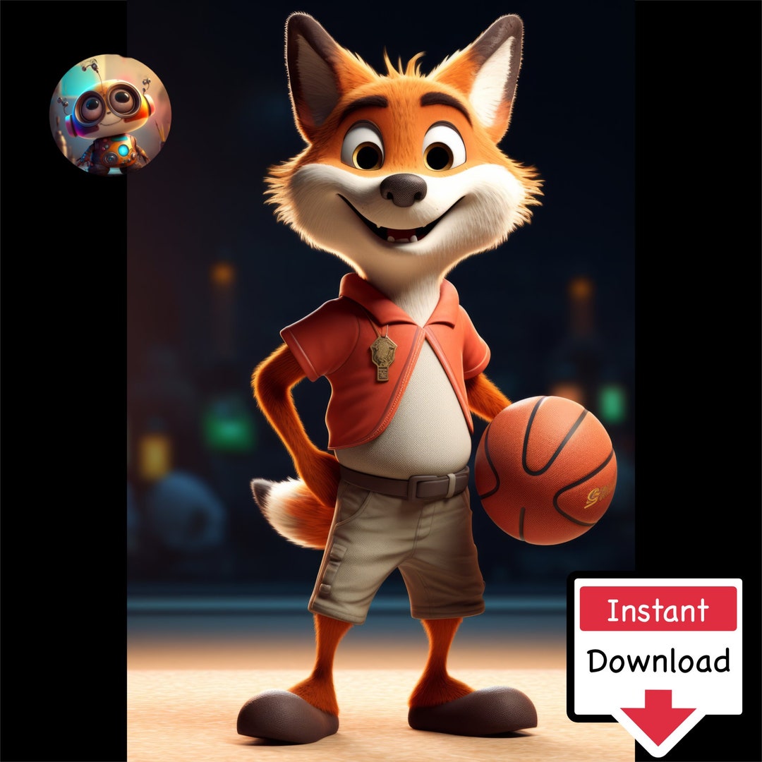 All-star Fox: Cartoon Printable Digital Artwork for - Etsy