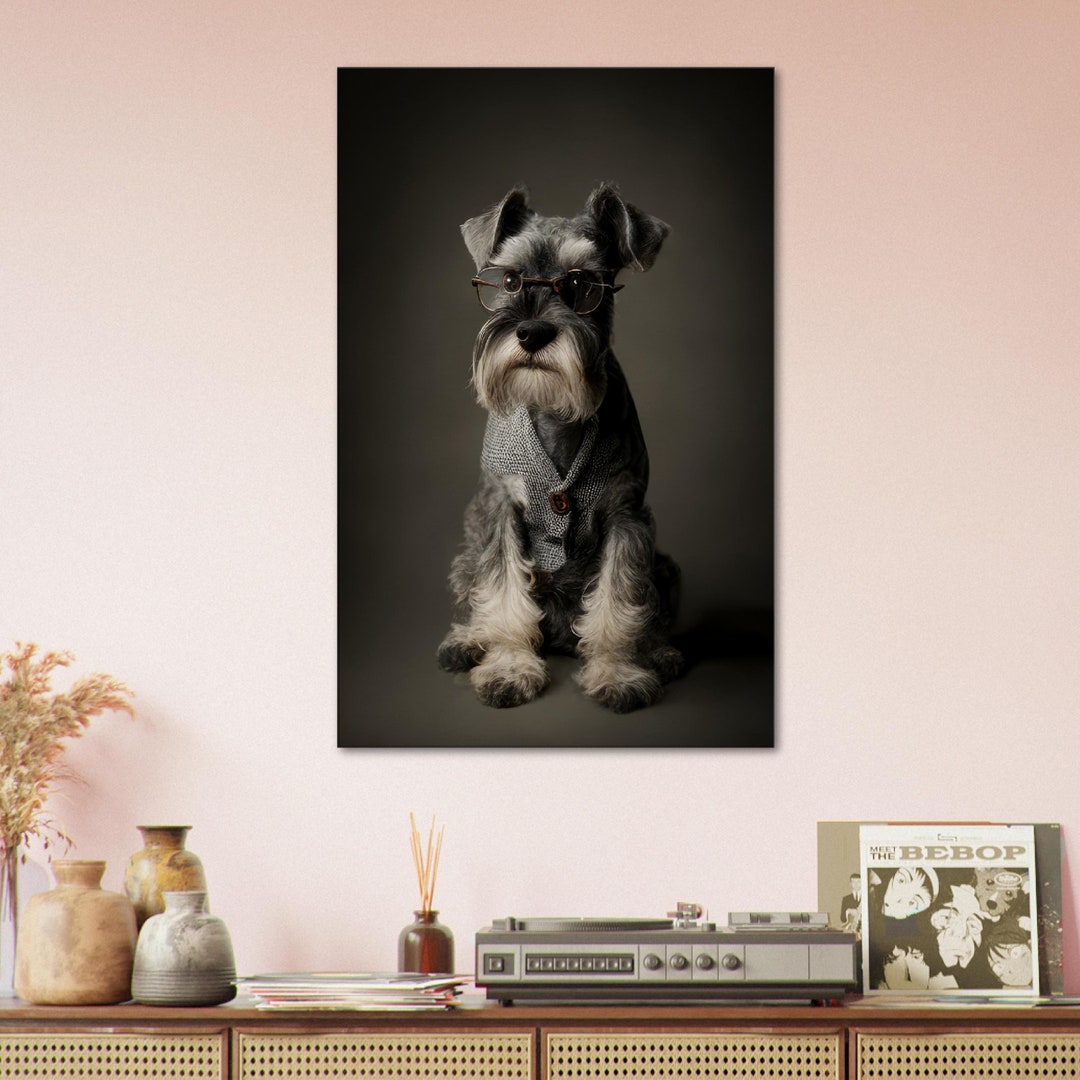 Miniature Schnauzer "glasses and Grin" Premium Wall Art for Dog Lover ...