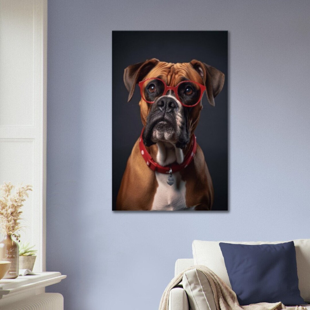 Boxer Bookworm : A Studious Boxer Dog Reading a Book With Its Glasses ...