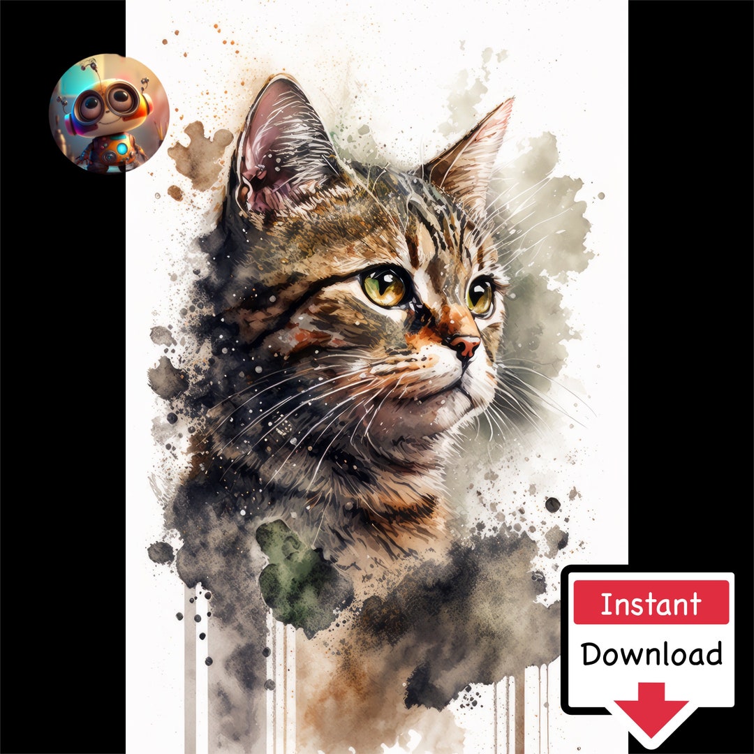Tabby Cat "purrfectly Captured" Instant Download for Cat Lovers ...