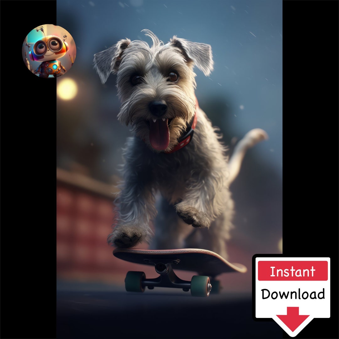Skateboarding Dogs Wall Art, Dog Print, Dog Art, Pet Printable, Dog ...