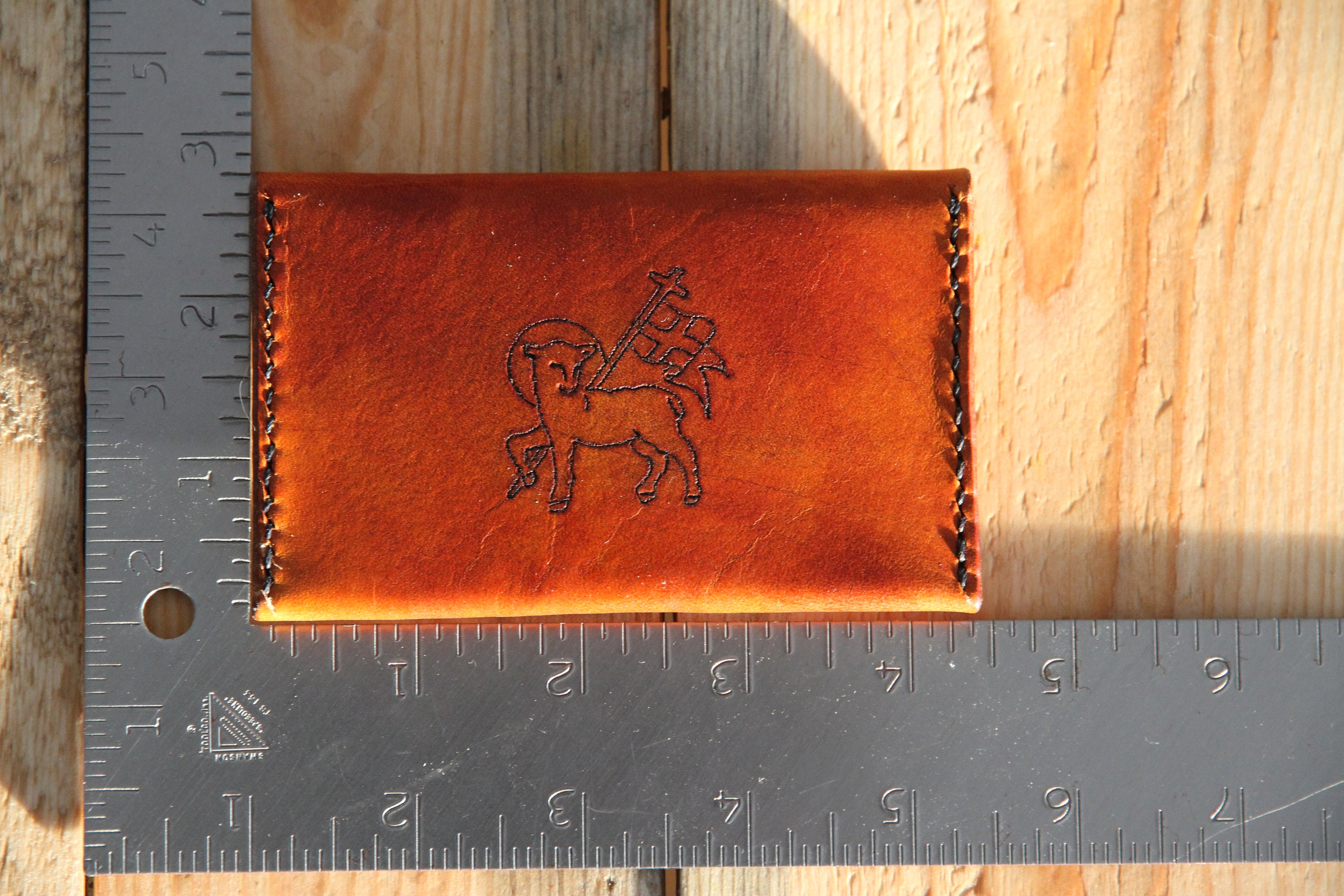 Agnus Dei Leather Envelope Card Holder: Traditional Brown - Etsy