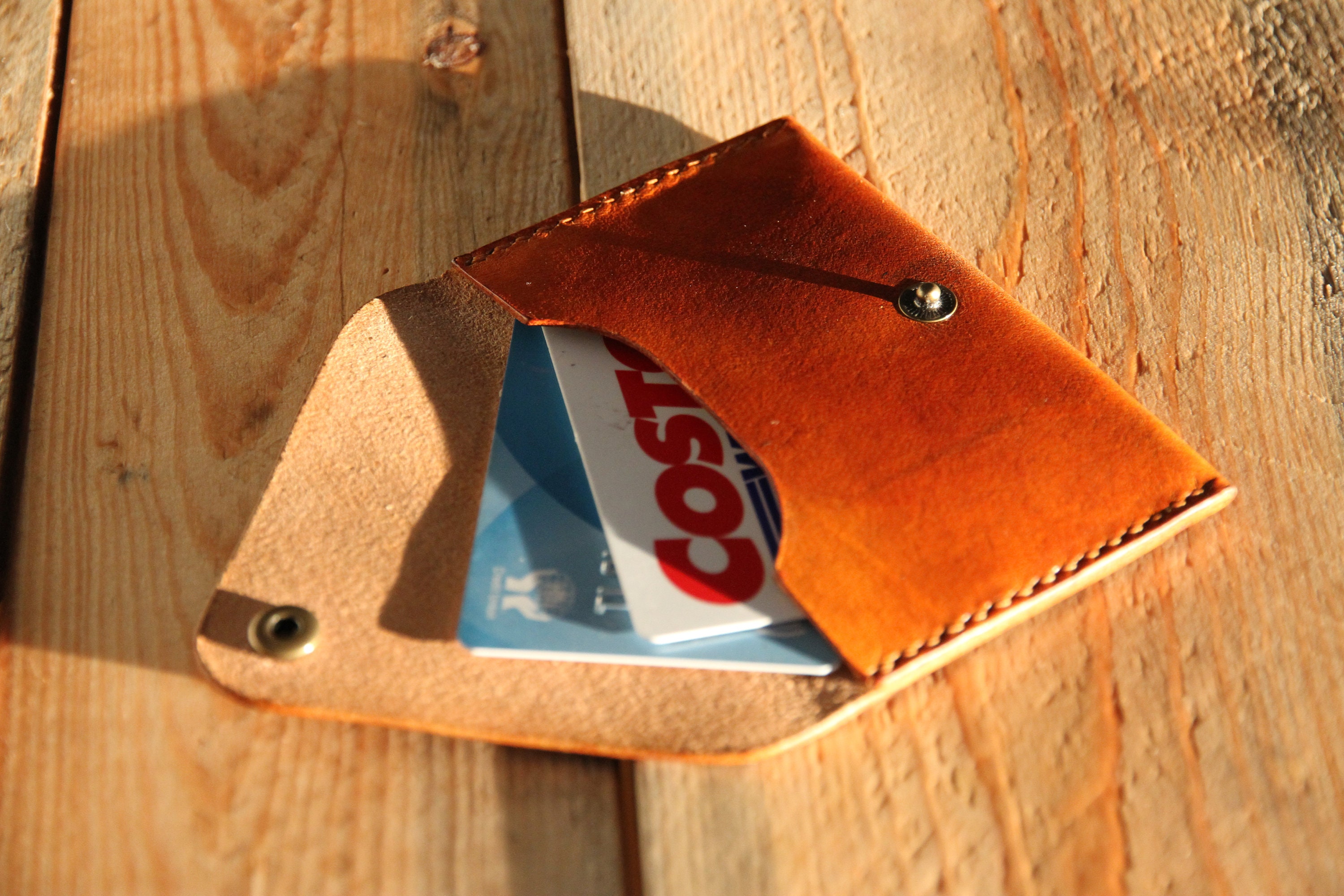 SSPX Emblem Leather Envelope Card Holder: Traditional Brown Easy Close ...