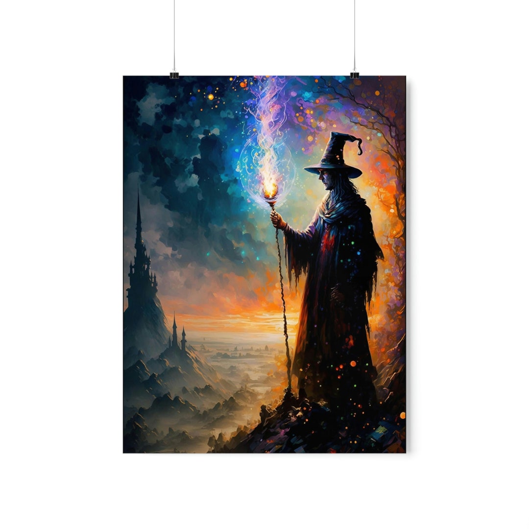 Wizard Sorcerer Poster for Game Room Wall Decor Magic Wizard - Etsy