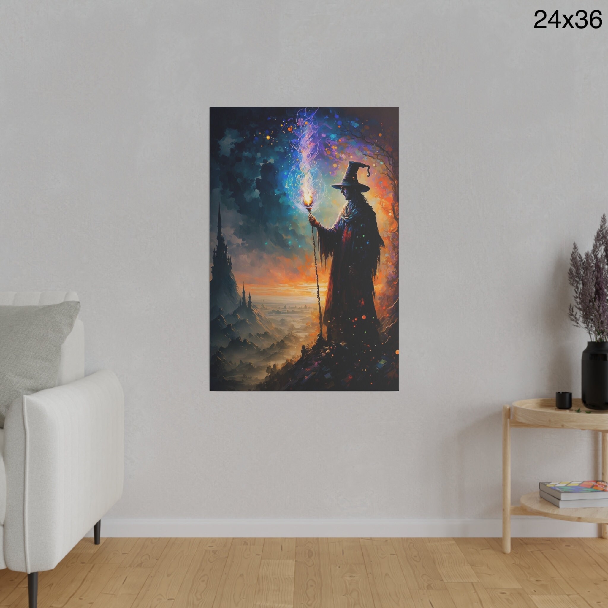 Wizard Sorcerer Painting for Game Room Wall Decor Magic Wizard Canvas ...