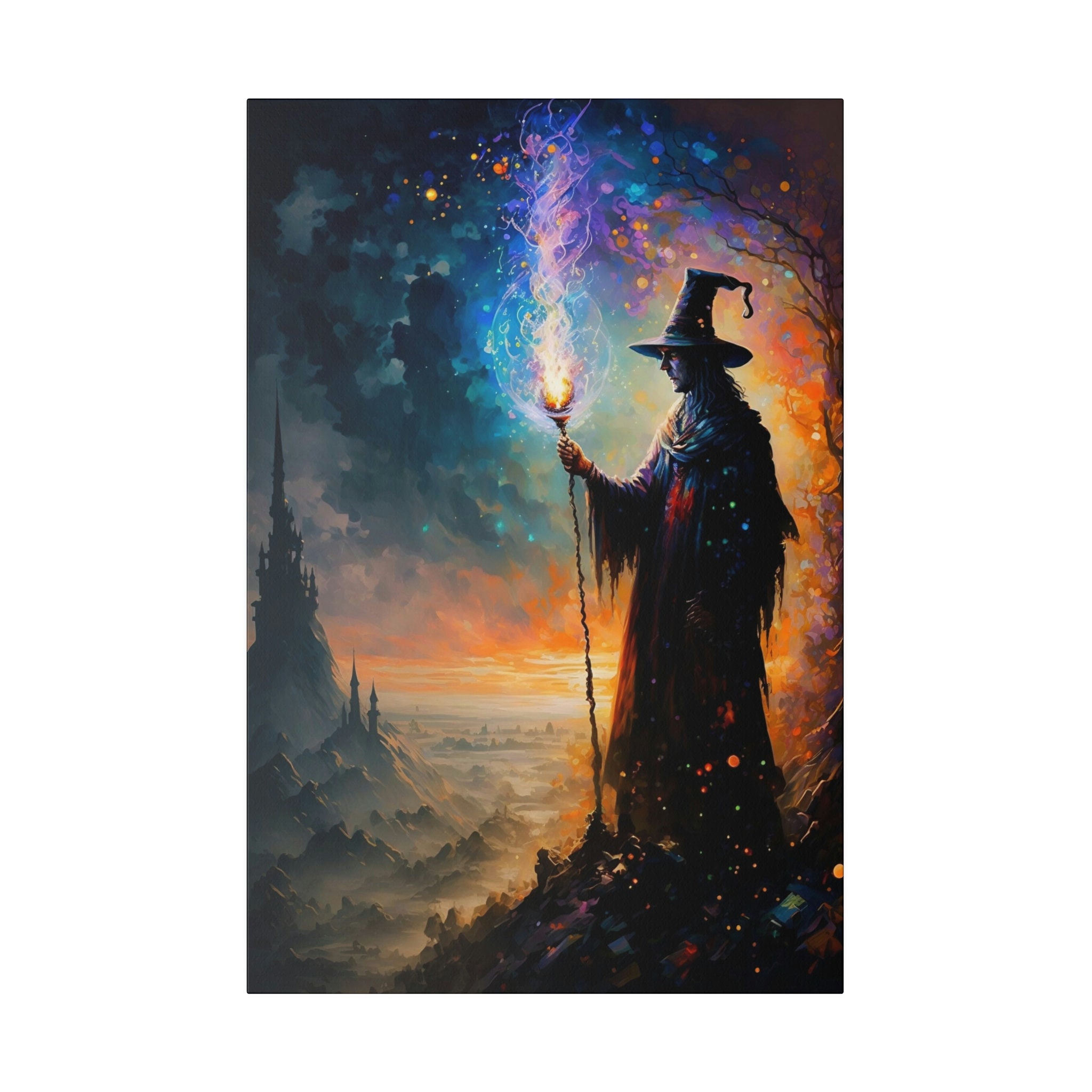 Wizard Sorcerer Painting for Game Room Wall Decor Magic Wizard Canvas ...