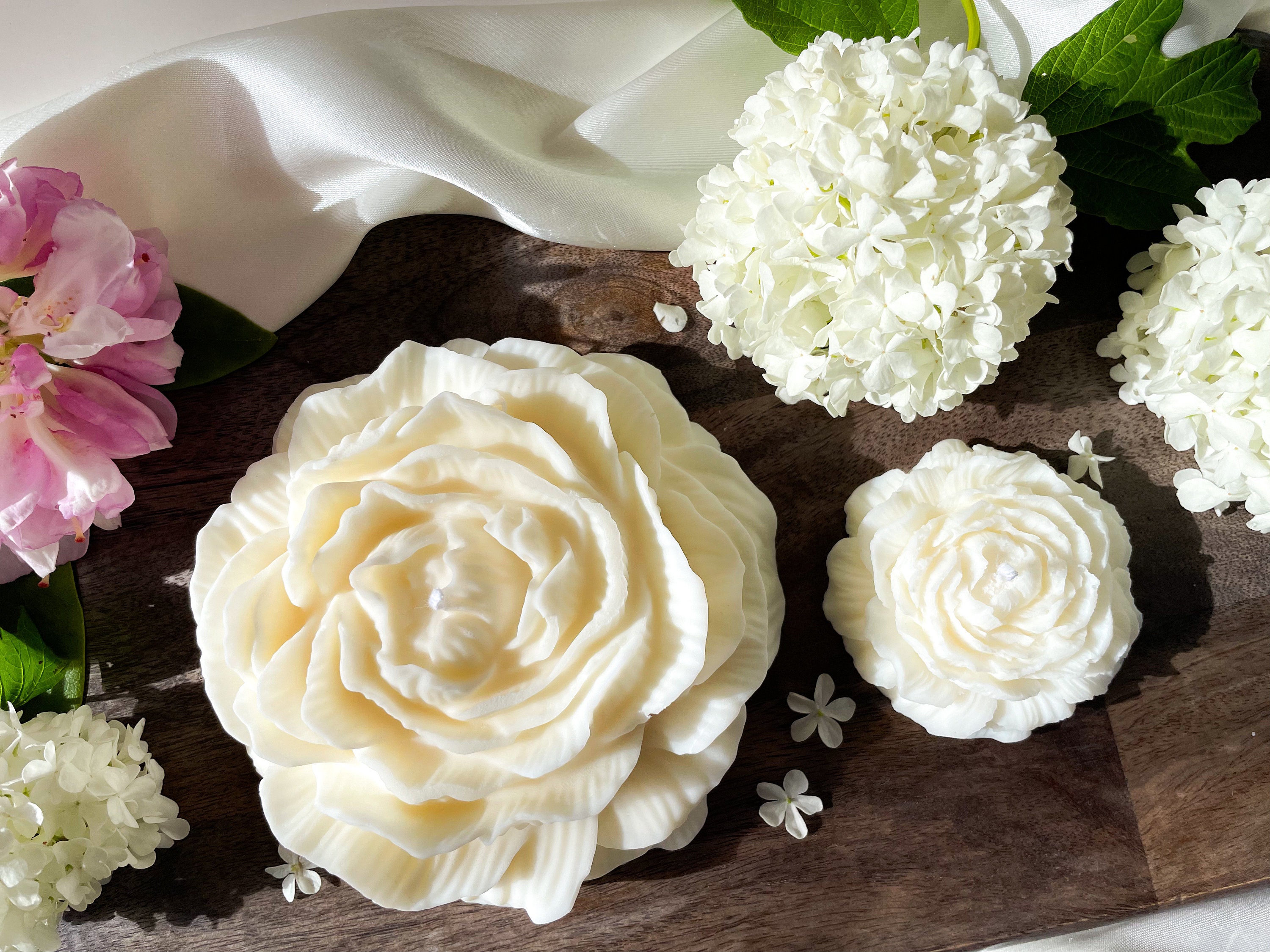 Large Peony Flower Candle Jumbo Flower Candle Blooming Peony Soy Wax ...