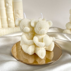 Teddy Bears Love Candle, Couple Bears Candle, Gift for Valentine’s Day, Birthday, Baby Shower ...