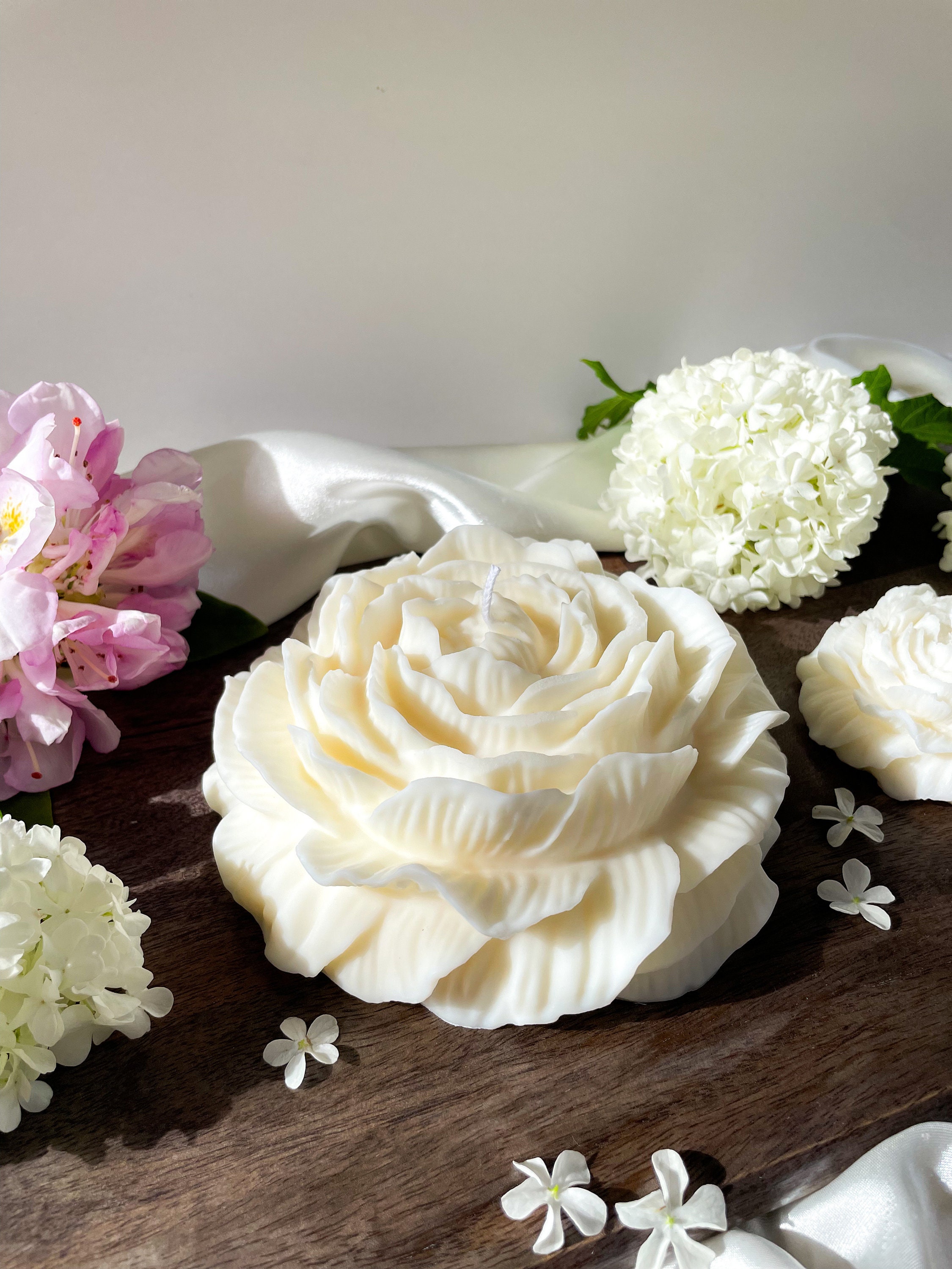 Large Peony Flower Candle Jumbo Flower Candle Blooming Peony Soy Wax ...
