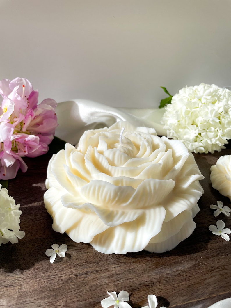 Large Peony Flower Candle Jumbo Flower Candle Blooming Peony Soy Wax ...